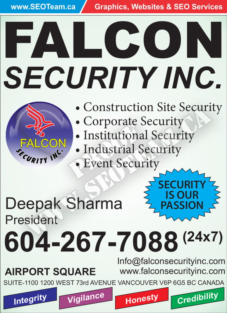 Falcon Security: Soar Above with SEOTeam.ca's Design Excellence