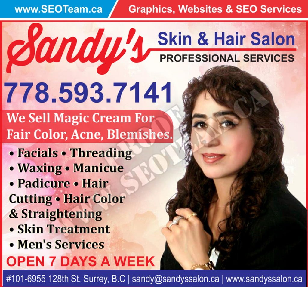 Sandy's Skin And Hair Salon - Designed By SEOTeam.ca